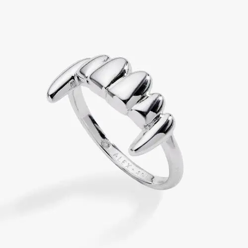 ALEX AND ANI Vampire Teeth Fangs Ring - Silver