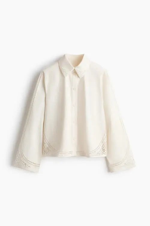 H&M Cotton Jacket With Eyelet Embroidery