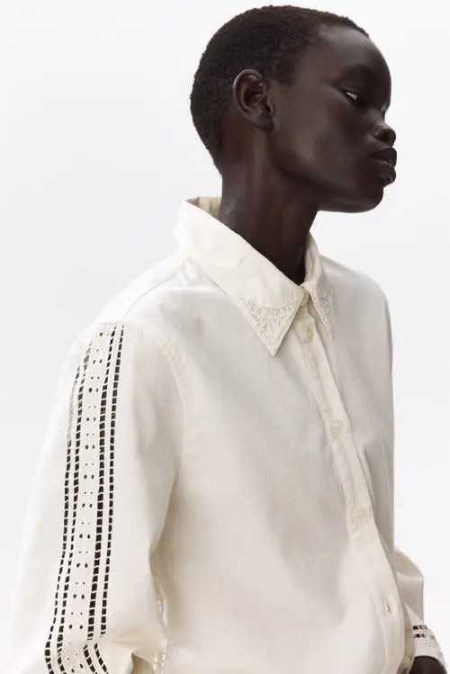 H&M Cotton Jacket With Eyelet Embroidery
