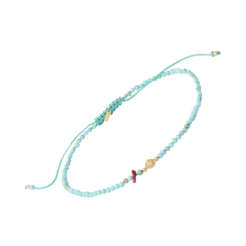 JAN LESLIE 18k Evil Eye Beaded Pull-cord Bracelet