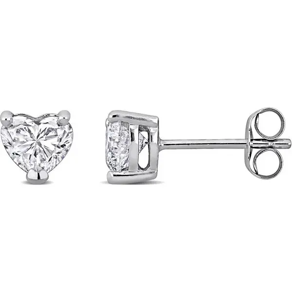 JULIANNA B. 14k 1 Ct. T.w. Heart-cut Lab-grown Diamond Stud Earrings - White Gold