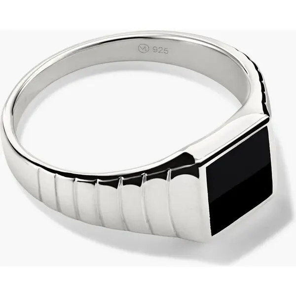 Mejuri Black Onyx Square Signet Ring - Sterling Silver