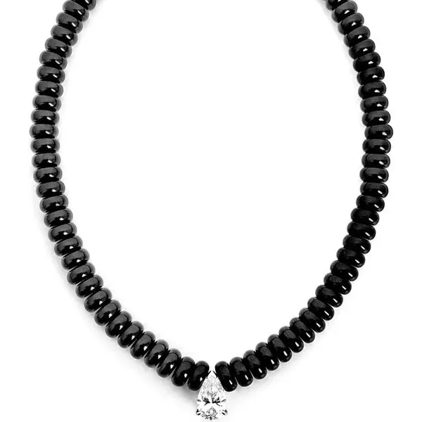 LENI JAMES The Sloane Agate And Moissanite Necklace - Black