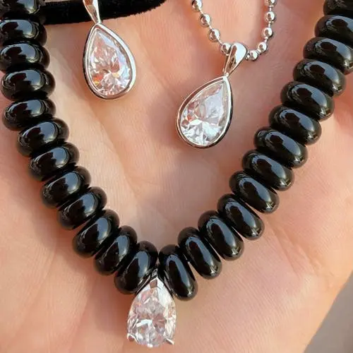 LENI JAMES The Sloane Agate And Moissanite Necklace