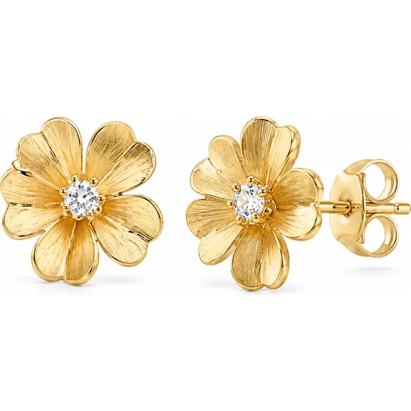 DONATELLO GIAN Sterling Silver Floral Crystal Earrings - Gold