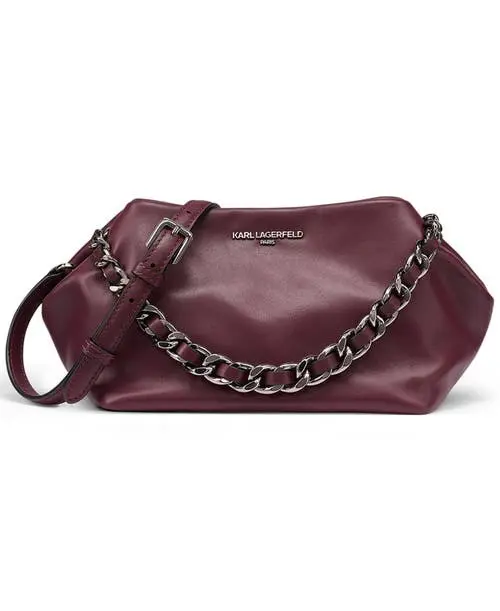 Karl Lagerfeld Paris Giovanna Leather Clutch - Cherry Plum