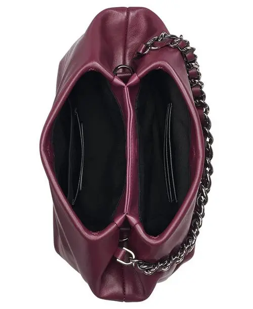 Karl Lagerfeld Paris Giovanna Leather Clutch - Cherry Plum