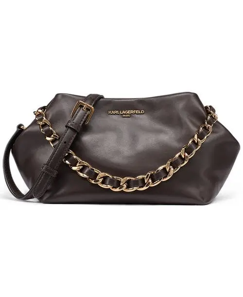 Karl Lagerfeld Paris Giovanna Leather Clutch - Fudge