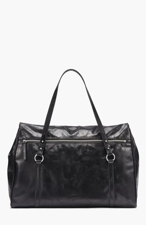 Dkny Skye Large Satchel With Chain Detail - Black/silver
