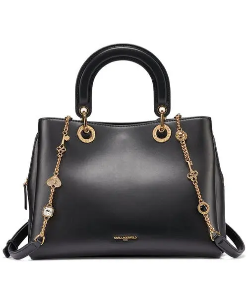 Karl Lagerfeld Paris Benoite Leather Satchel With Chain Detail