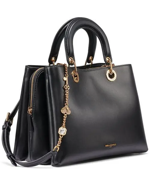 Karl Lagerfeld Paris Benoite Leather Satchel With Chain Detail