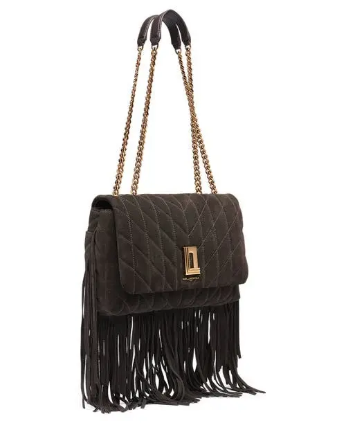 Karl Lagerfeld Paris Lafayette Suede Fringe Shoulder Bag