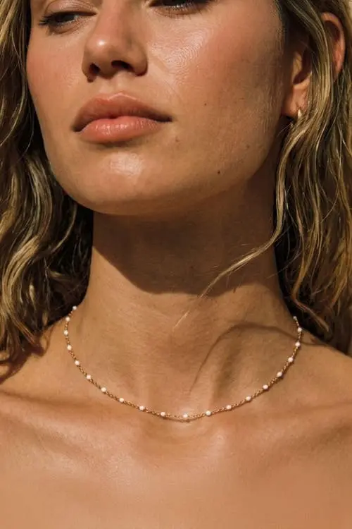 ATOLEA White Beaded Choker