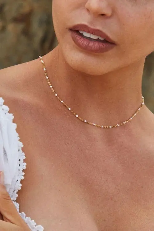 ATOLEA White Beaded Choker