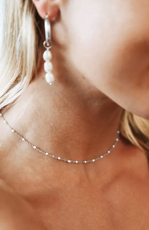 ATOLEA White Beaded Enamel Choker Necklace - Silver