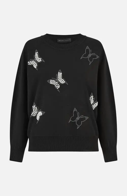 YUMI Embellished Butterfly Sequin Jumper