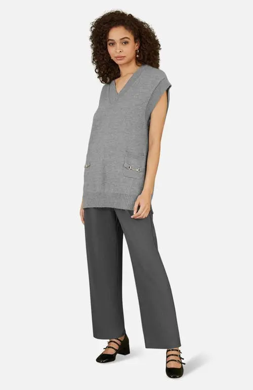 YUMI Knitted V-neck Vest Tunic