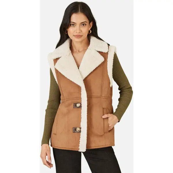 YUMI Button Up Gilet - Brown