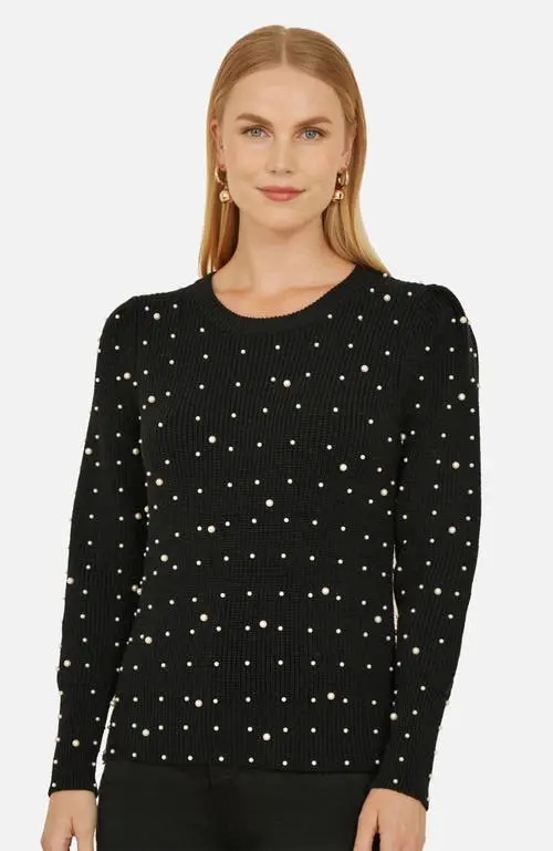 YUMI All Over Bead Knitted Jumper - Black