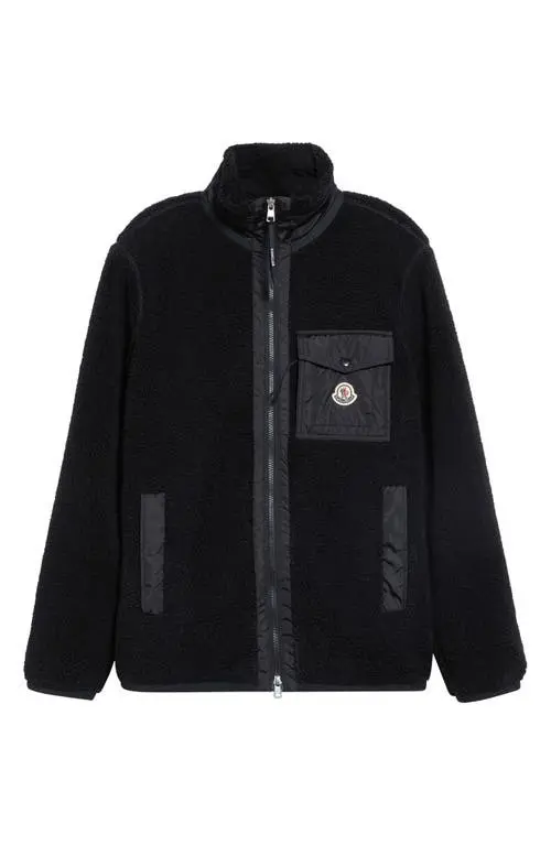 Moncler Zip Front Fleece Cardigan - Black