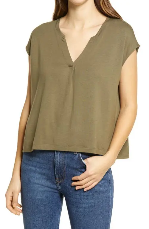 LOU & GREY Signaturesoft Split Neck Top