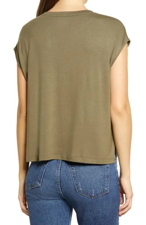 LOU & GREY Signaturesoft Split Neck Top