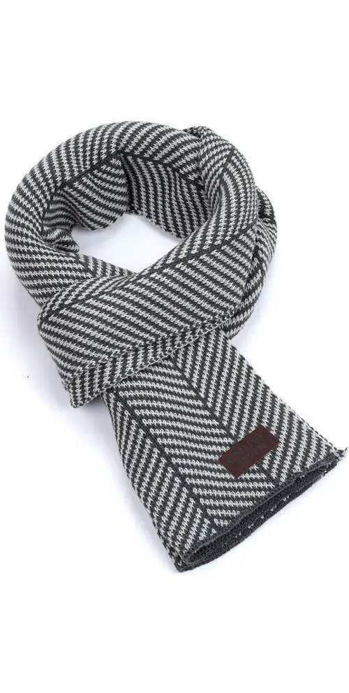 GALLERY SEVEN Herringbone Soft Knit Scarf - Gray
