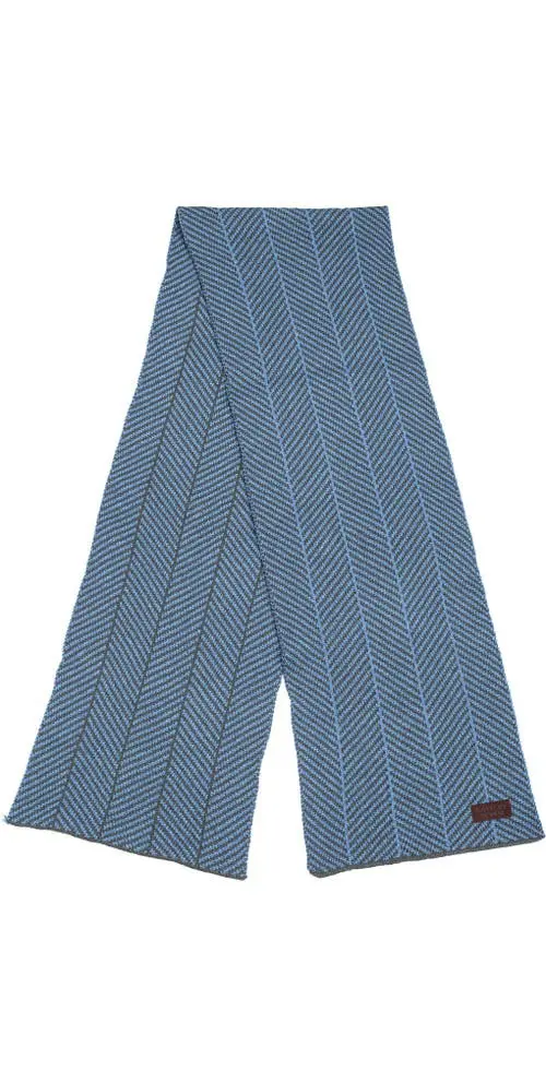 GALLERY SEVEN Herringbone Soft Knit Scarf - Gray/blue