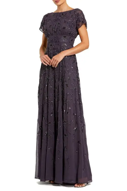 Mac Duggal Embellished Georgette A-line Gown