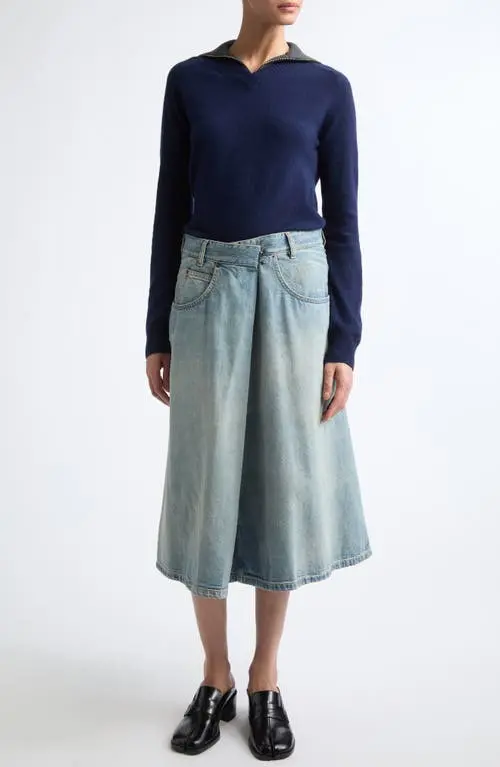MAISON MARGIELA Asymmetric Wrap Denim Midi Skirt
