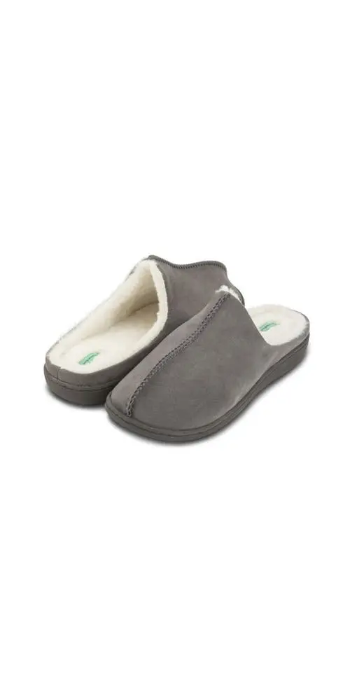 MIO MARINO Cuddles Memory Foam Faux Suede Mule Slippers - Gray