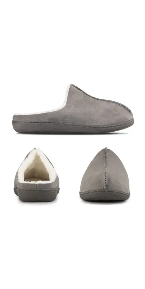 MIO MARINO Cuddles Memory Foam Faux Suede Mule Slippers - Gray