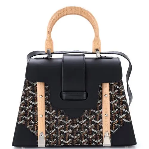 Goyard Saigon Top Handle Bag Coated Canvas With Leather Pm - Black