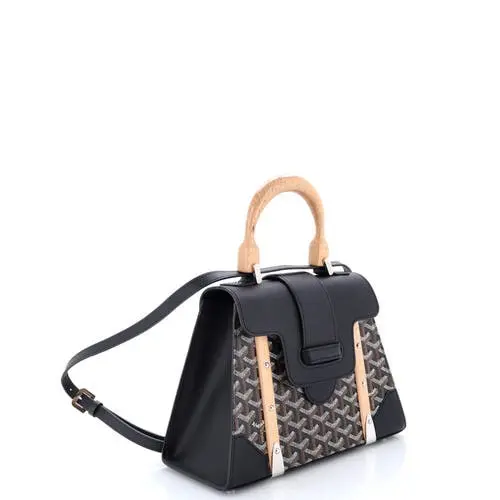 Goyard Saigon Top Handle Bag Coated Canvas With Leather Pm - Black