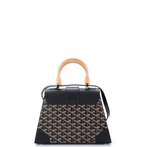 Goyard Saigon Top Handle Bag Coated Canvas With Leather Pm - Black