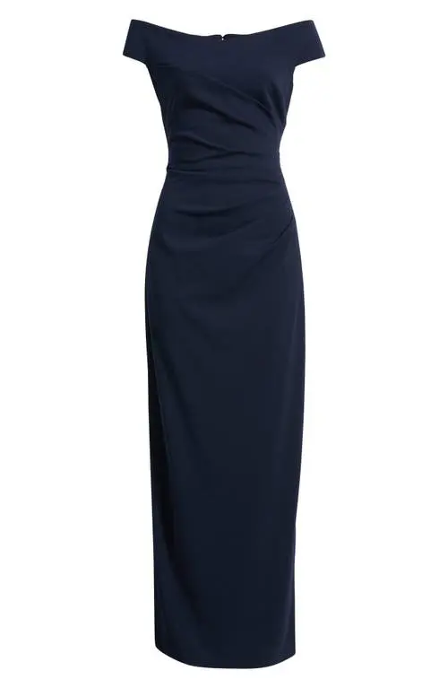 XSCAPE EVENINGS Off The Shoulder Ruched Dress