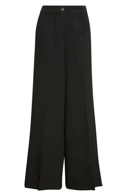 St. John Palais Stretch Suiting Wide Leg Pants - Black