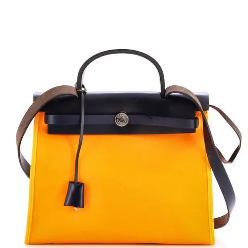 Hermès Herbag Zip Leather And Toile 31 - Yellow