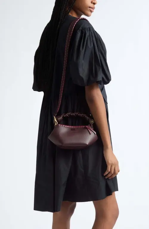 GANNI Mini Bou Leather Top Handle Bag - Bitter Chocolate