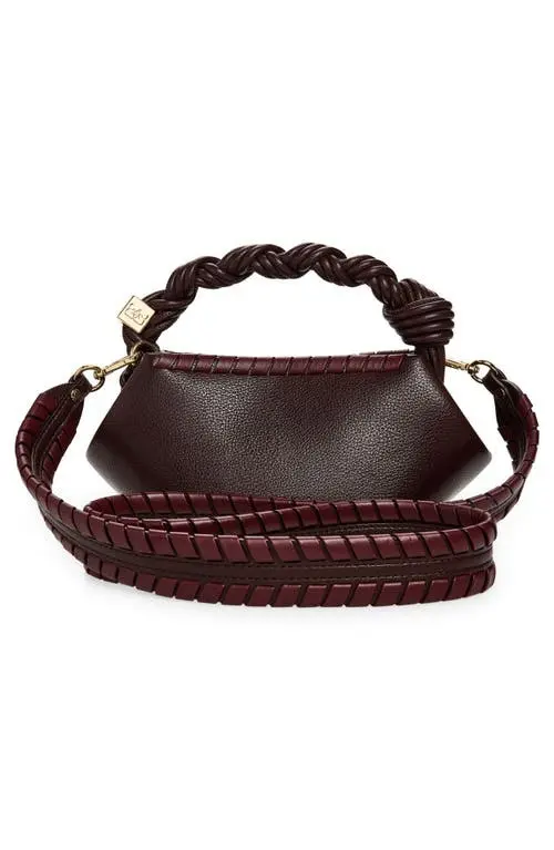 GANNI Mini Bou Leather Top Handle Bag - Bitter Chocolate