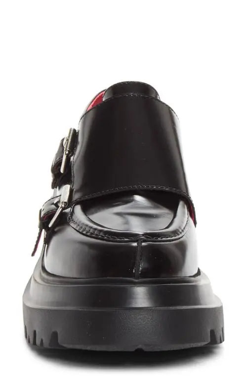 Plan C Monk Strap Buckle Platform Loafer