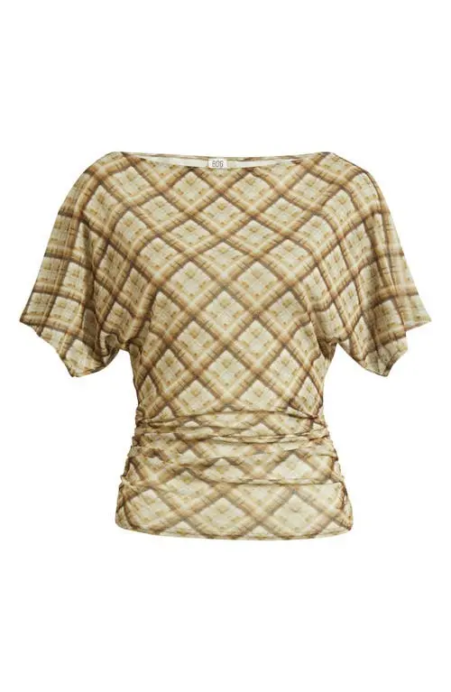 BDG URBAN OUTFITTERS Slash Neck Ruched Mesh Top