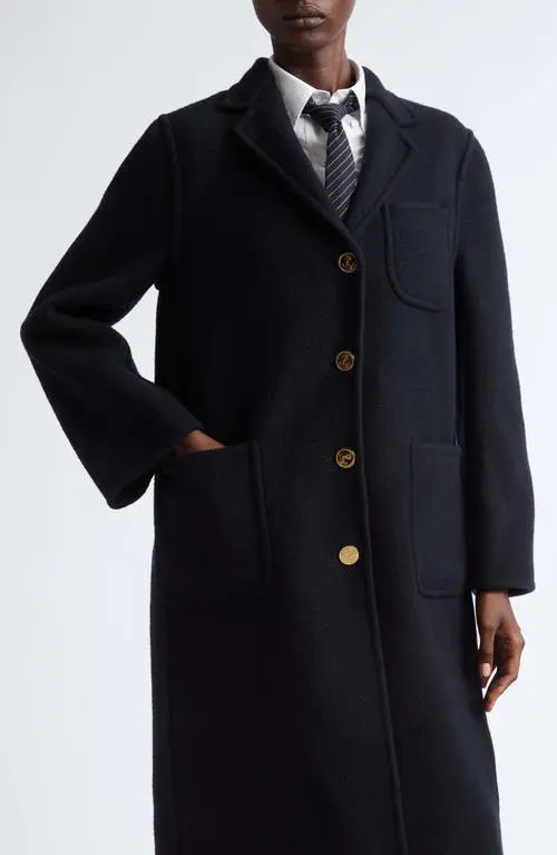 Thom Browne Bell Sleeve Virgin Wool Coat - Navy
