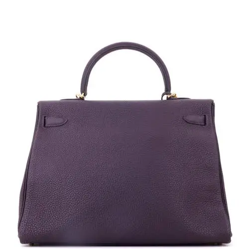 Hermès Kelly Handbag Purple Togo With Gold Hardware 35