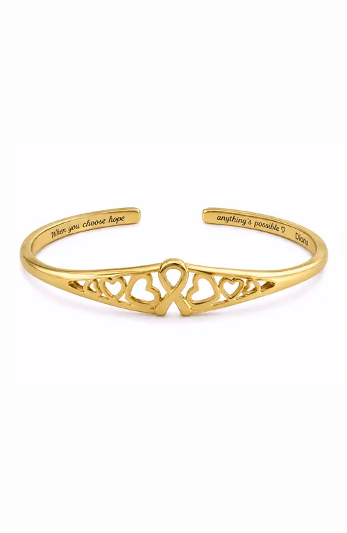 DLORIA Choose Hope Cancer Awareness Heart Engraved Adjustable Cuff Bracelet