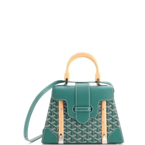 Goyard Saigon Top Handle Bag Coated Canvas With Leather Pm