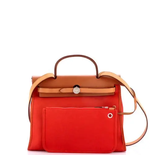 Hermès Herbag Zip Leather And Toile 31 - Red