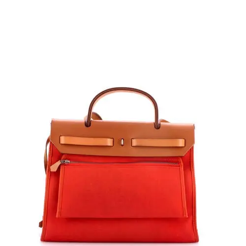 Hermès Herbag Zip Leather And Toile 31 - Red