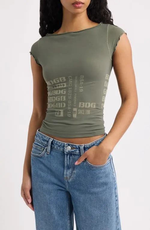 BDG URBAN OUTFITTERS Graphic Seamless Baby Tee - Khaki