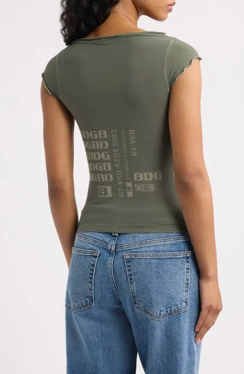 BDG URBAN OUTFITTERS Graphic Seamless Baby Tee - Khaki